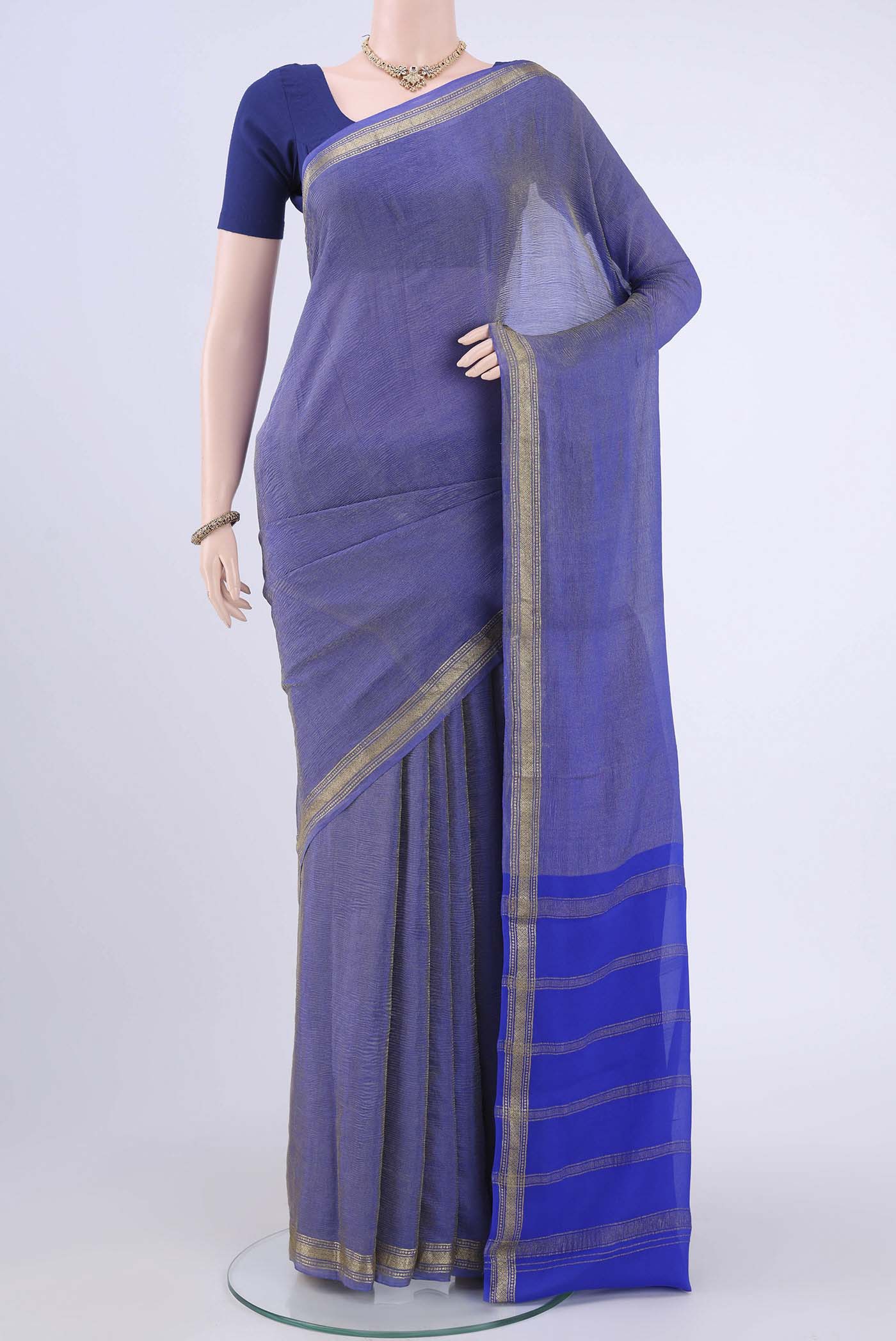 Royal Blue Mysore Chiffon Saree – Nalli Silk Sarees Pvt Ltd
