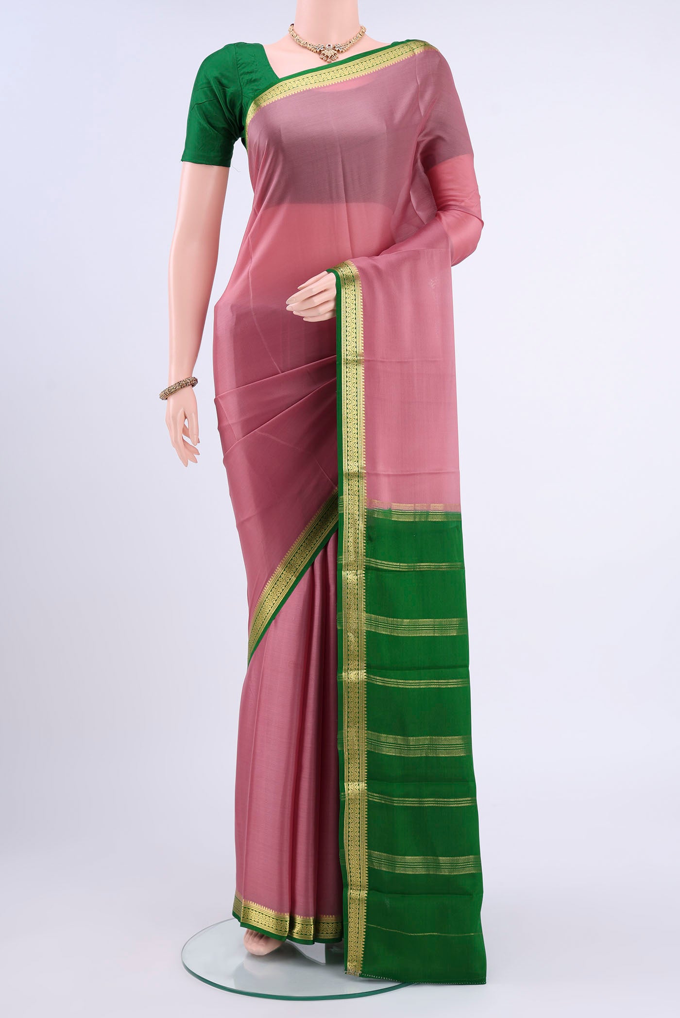 Rose Gold Mysore Crepe Saree – Nalli Silk Sarees Pvt Ltd