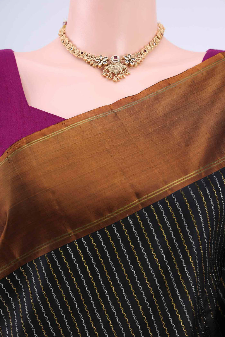 Pure Silk Pure Zari Black Kanchipuram Saree – Nalli Silk Sarees Pvt Ltd