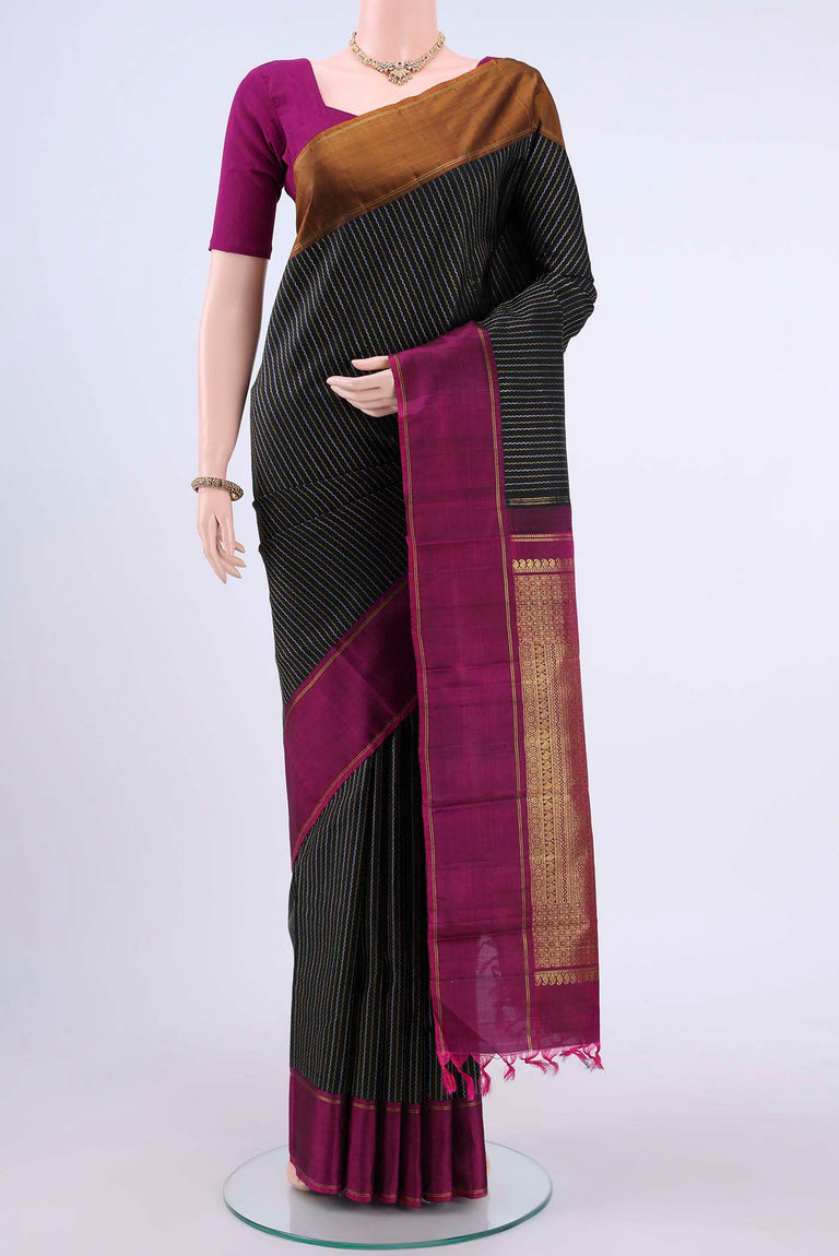 Pure Silk Pure Zari Black Kanchipuram Saree – Nalli Silk Sarees Pvt Ltd