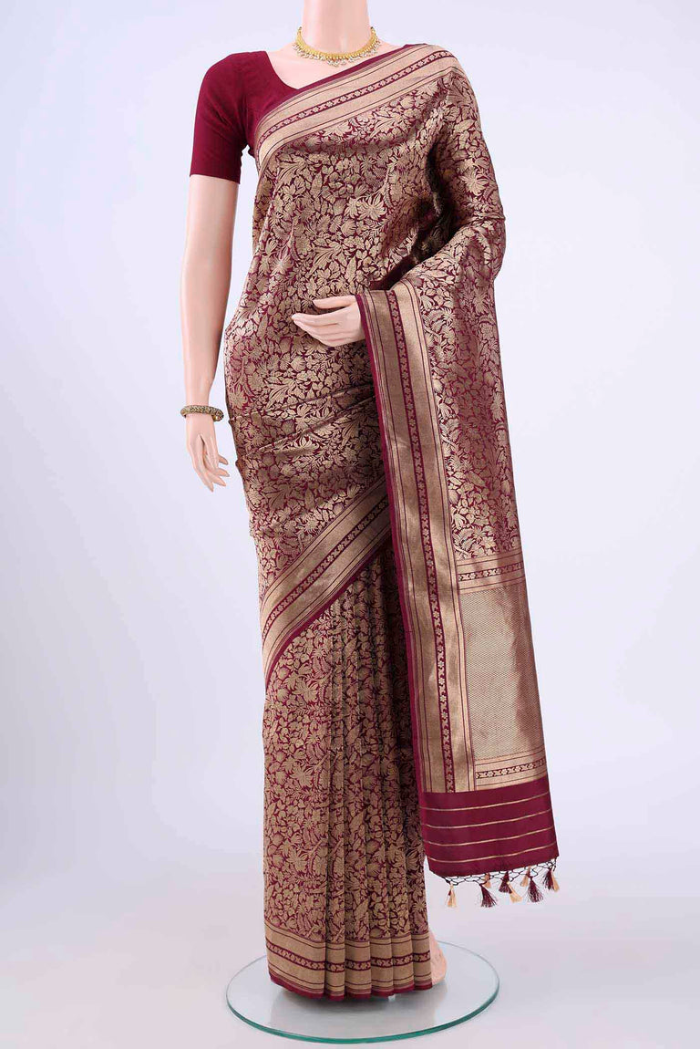 Maroon Banarasi Silk Saree – Nalli Silk Sarees Pvt Ltd