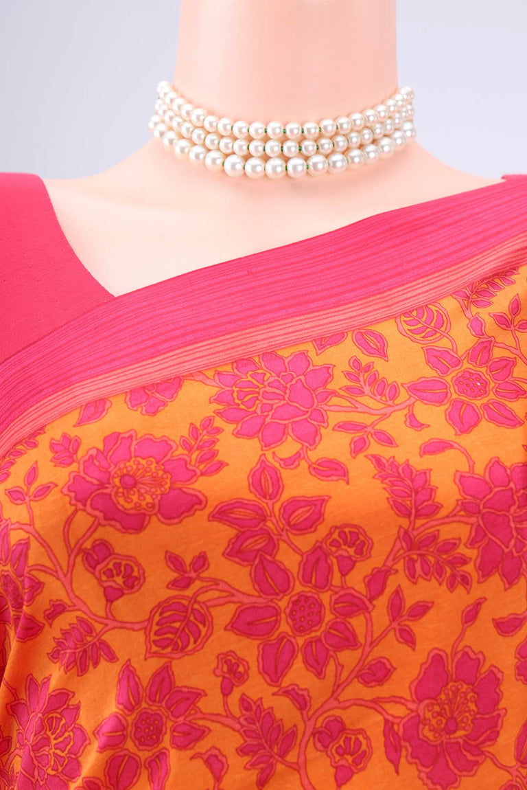 Buy Orange Printed Silk Saree Online – Nalli Silk Sarees Pvt Ltd