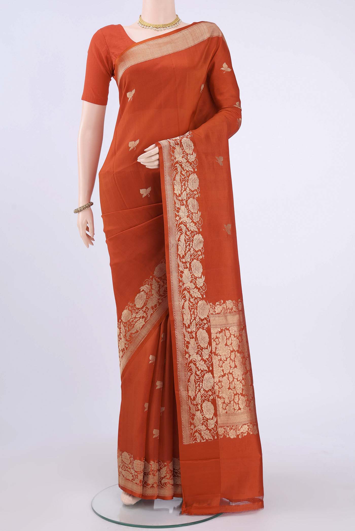 Rust Banarasi Katan Silk Saree – Nalli Silk Sarees Pvt Ltd