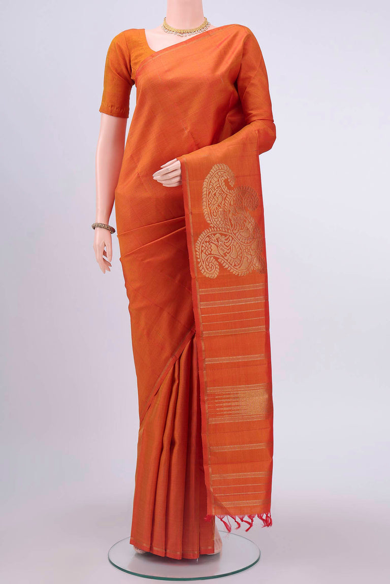 Brick Orange Kanchipuram Saree – Nalli Silk Sarees Pvt Ltd