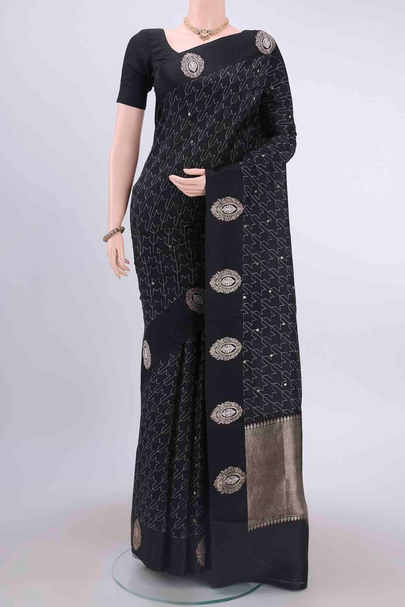 Black Printed Silk Saree – Nalli Silk Sarees Pvt Ltd
