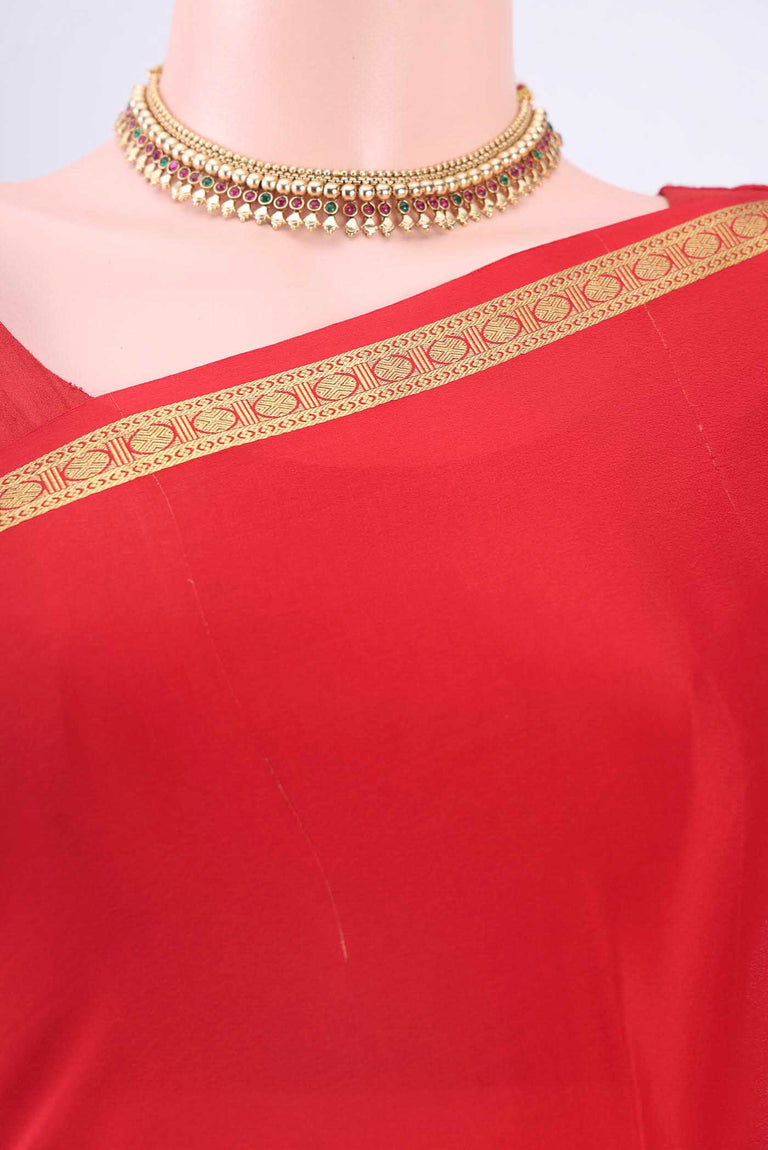 Red Mysore Crepe Saree – Nalli Silk Sarees Pvt Ltd
