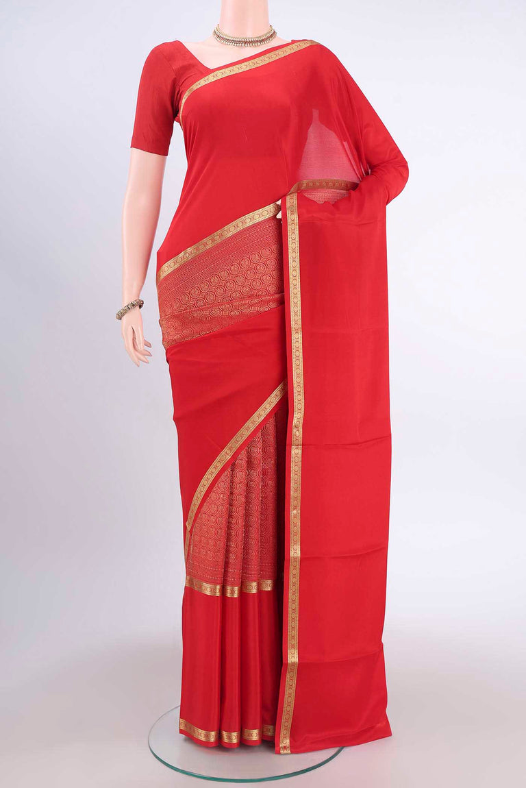 Red Mysore Crepe Saree – Nalli Silk Sarees Pvt Ltd