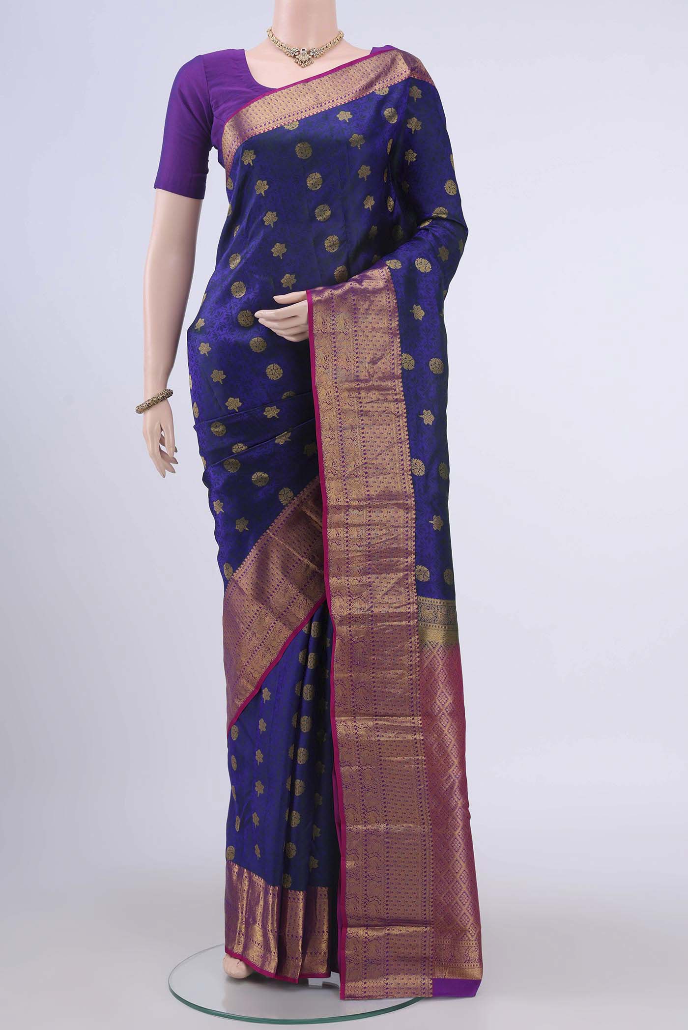 Navy Blue Dual Tone Nangavalli Silk [ Salem ] Saree – Nalli Silk Sarees ...