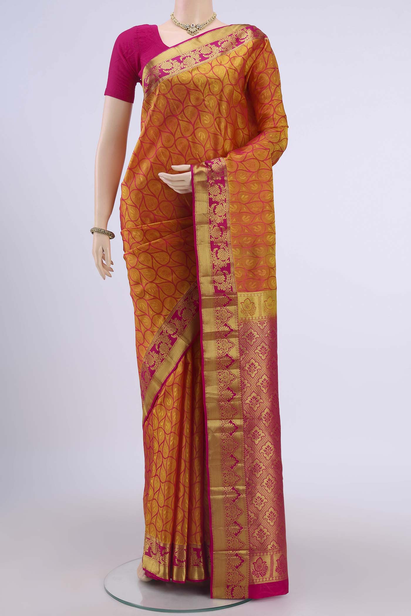 Pinkish Yellow Nangavalli Silk [ Salem ] Saree – Nalli Silk Sarees Pvt Ltd