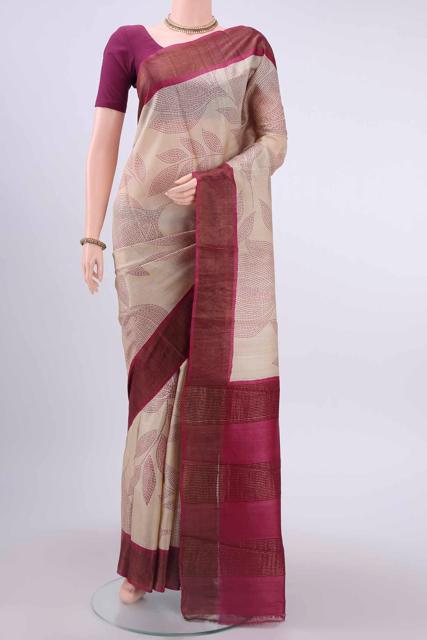 Off White Dual Tone Tussar Silk Saree – Nalli Silk Sarees Pvt Ltd