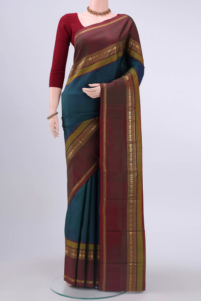 Pure Silk Pure Zari Blue Kanchipuram Saree – Nalli Silk Sarees Pvt Ltd