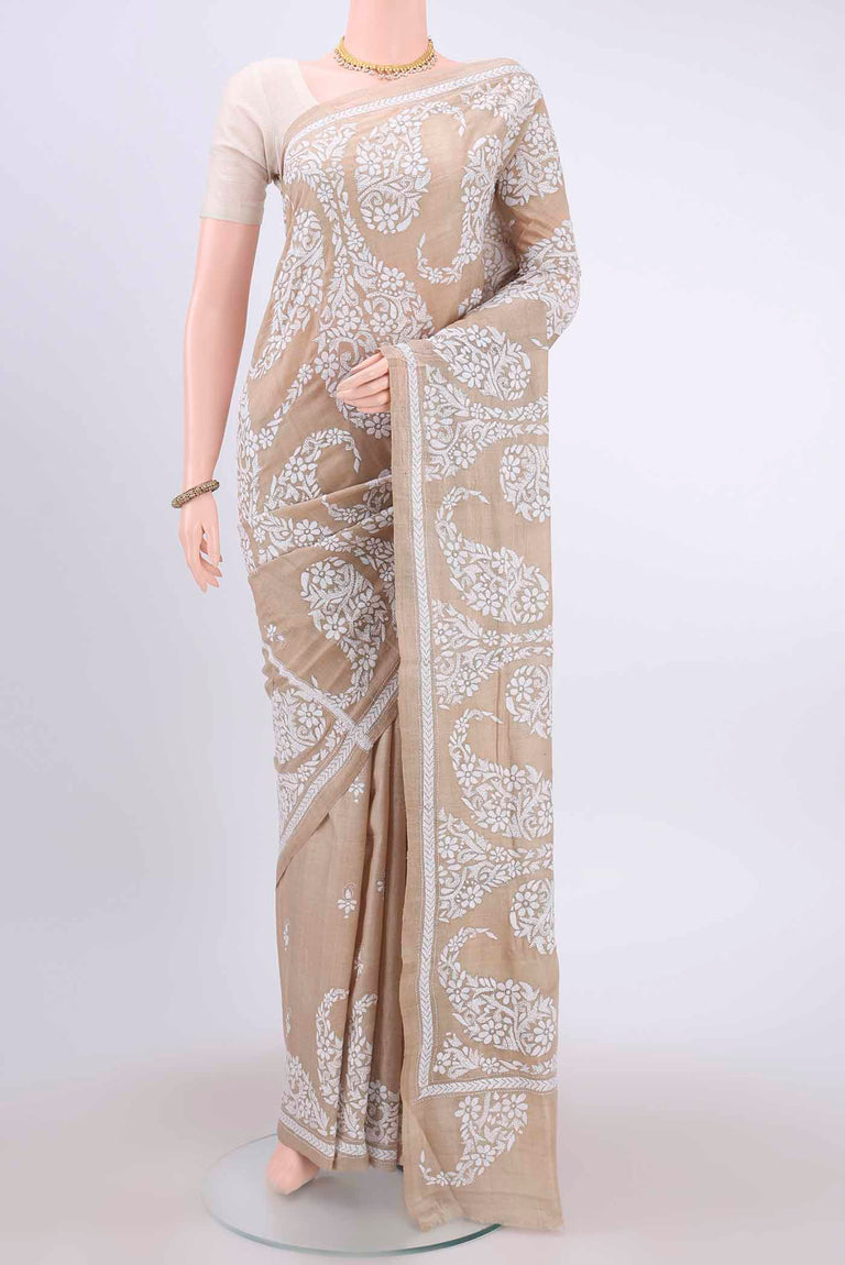 Dark Beige Kantha Silk Saree – Nalli Silk Sarees Pvt Ltd