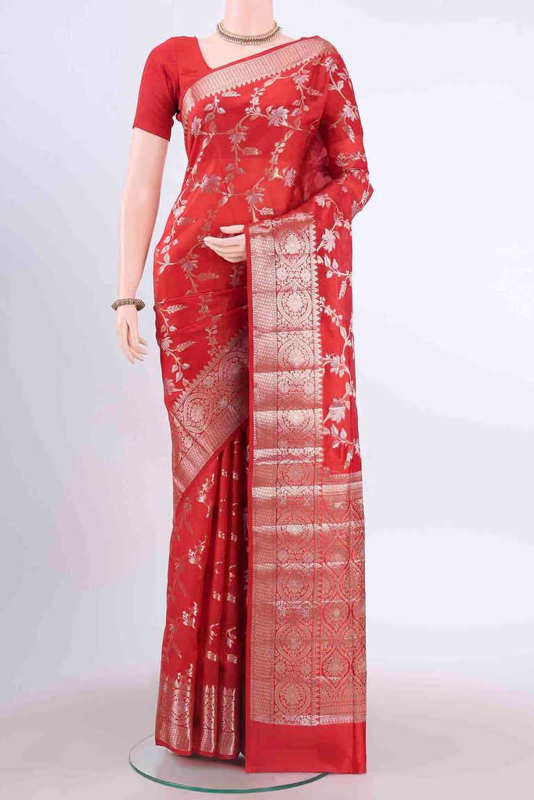 Red Banarasi Raw Silk Saree – Nalli Silk Sarees Pvt Ltd