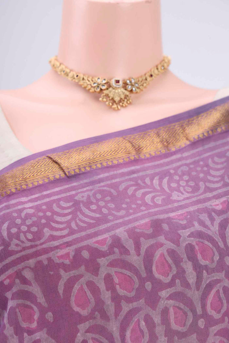 Buy Lavender Maheshwari Silk Cotton Saree Online – Nalli Silk Sarees ...