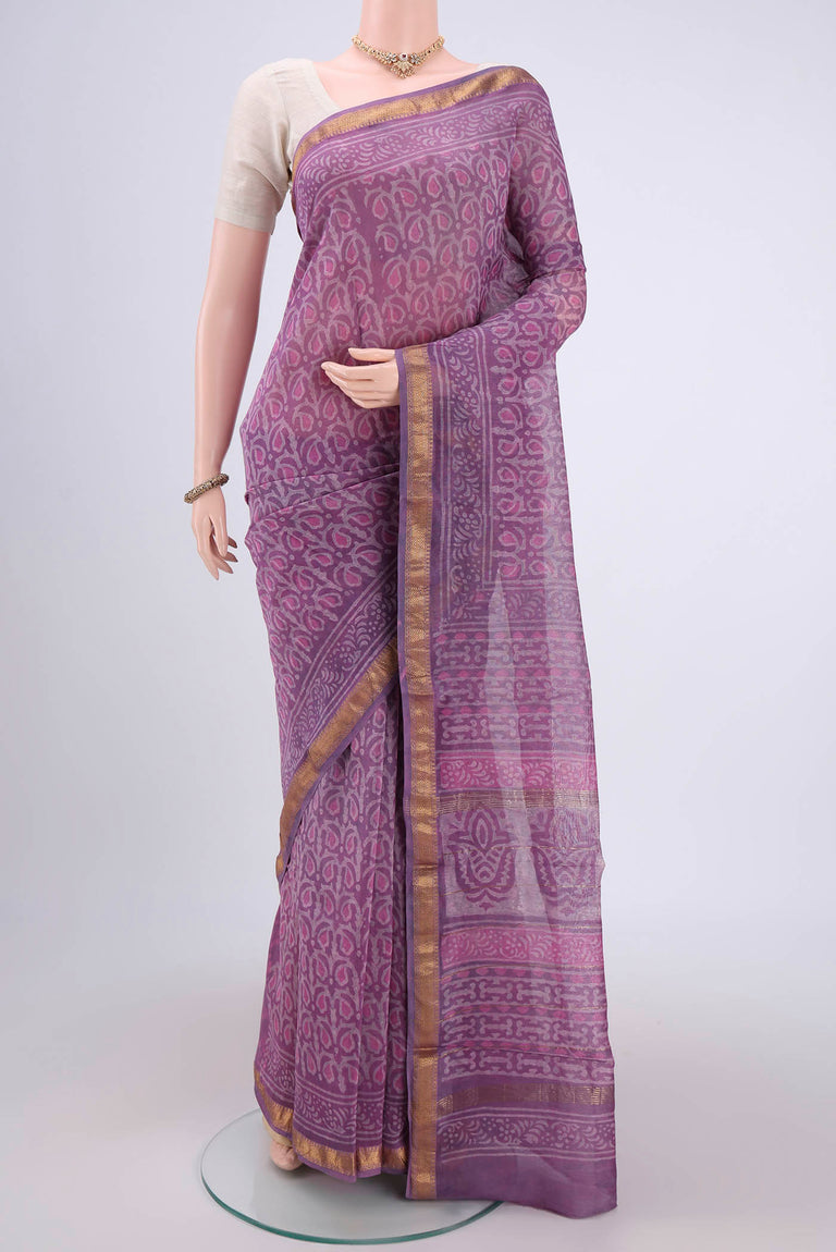 Buy Lavender Maheshwari Silk Cotton Saree Online – Nalli Silk Sarees ...