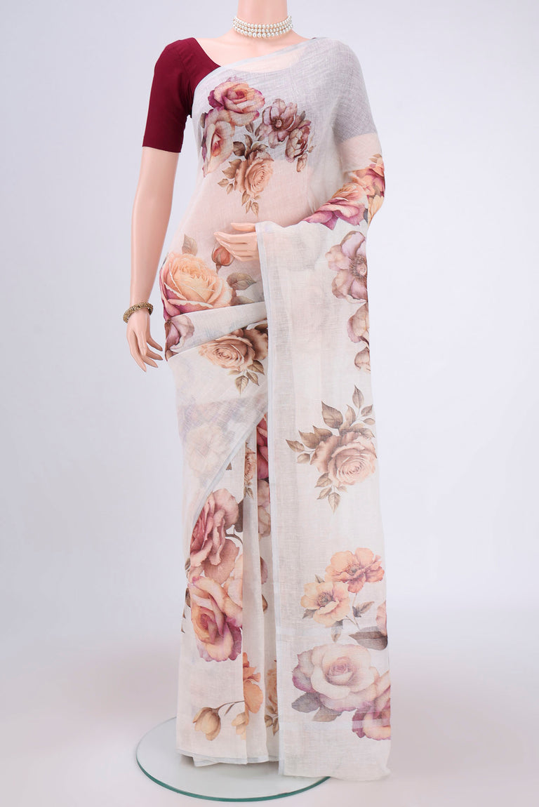 Buy White Linen Saree Online – Nalli Silk Sarees Pvt Ltd