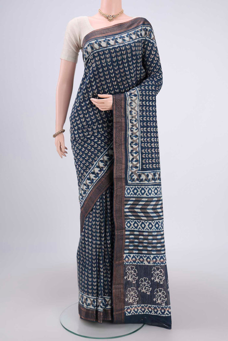 Buy Indigo Mangalagiri Cotton Saree Online – Nalli Silk Sarees Pvt Ltd