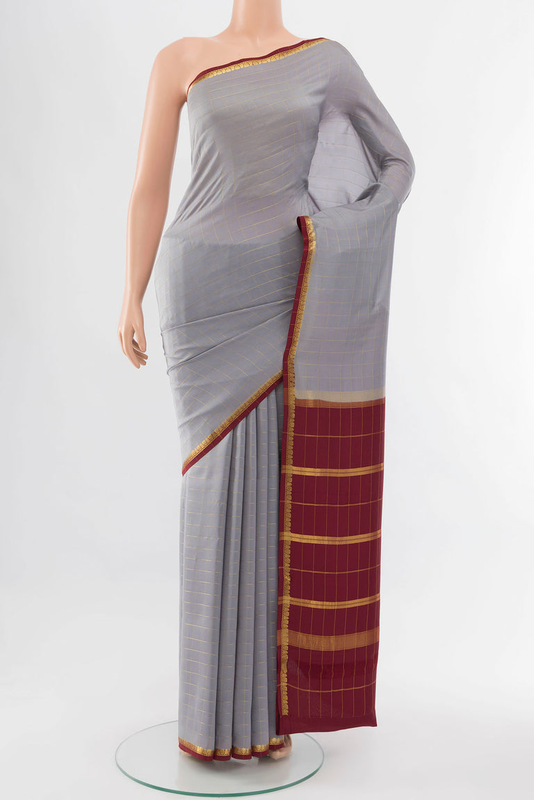 Grey Mysore Crepe Saree – Nalli Silk Sarees Pvt Ltd