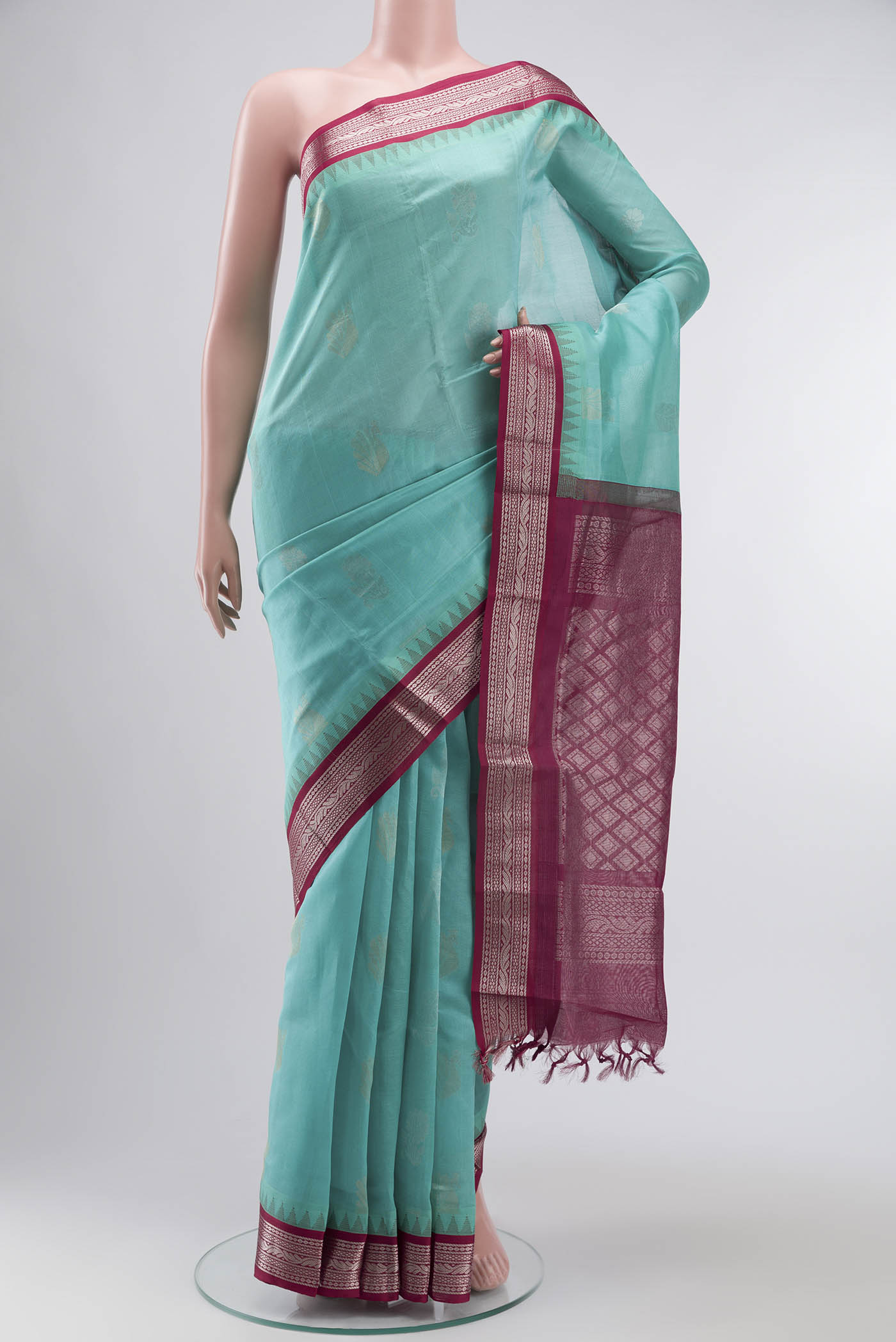 Turquoise Silk Cotton Saree – Nalli Silk Sarees Pvt Ltd