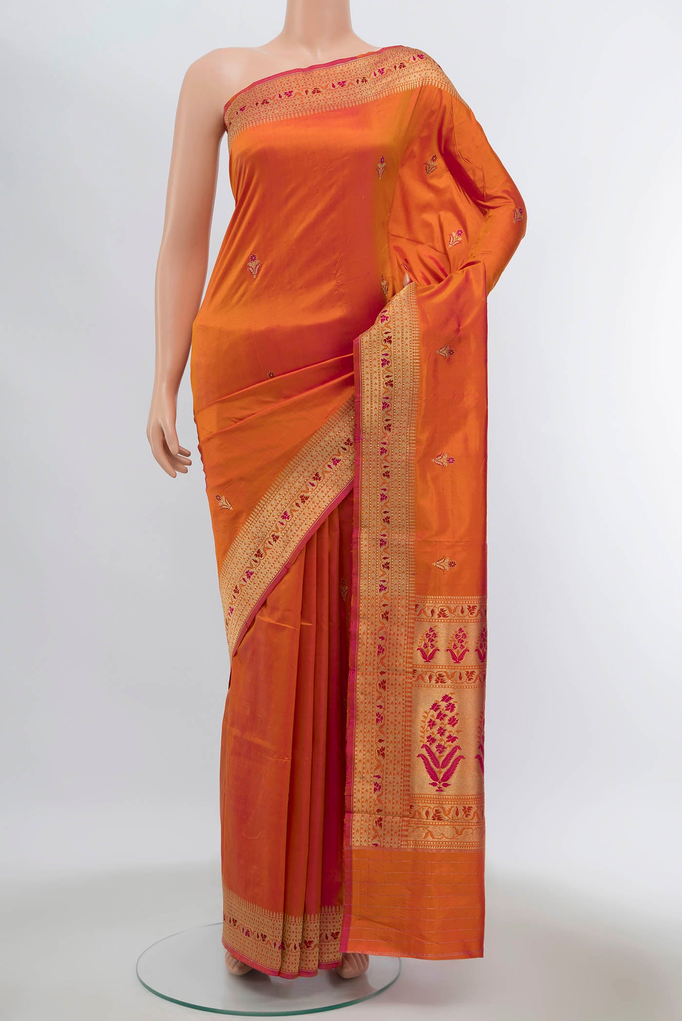 Rust Banarasi Katan Silk Saree – Nalli Silk Sarees Pvt Ltd