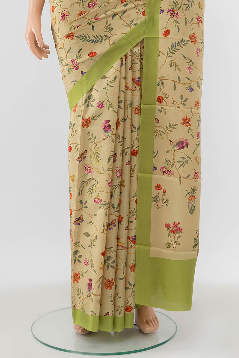Beige Printed Silk Saree – Nalli Silk Sarees Pvt Ltd