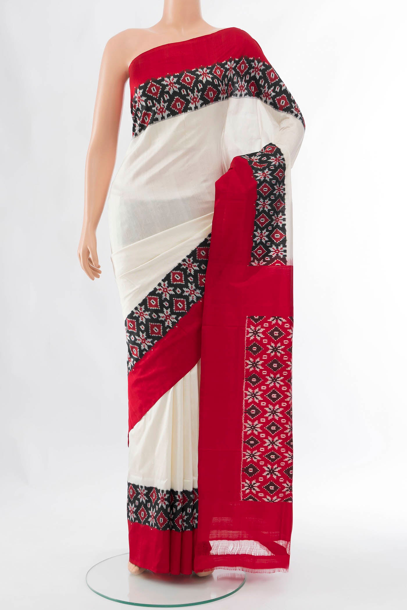 Off White Pochampally Silk Saree – Nalli Silk Sarees Pvt Ltd