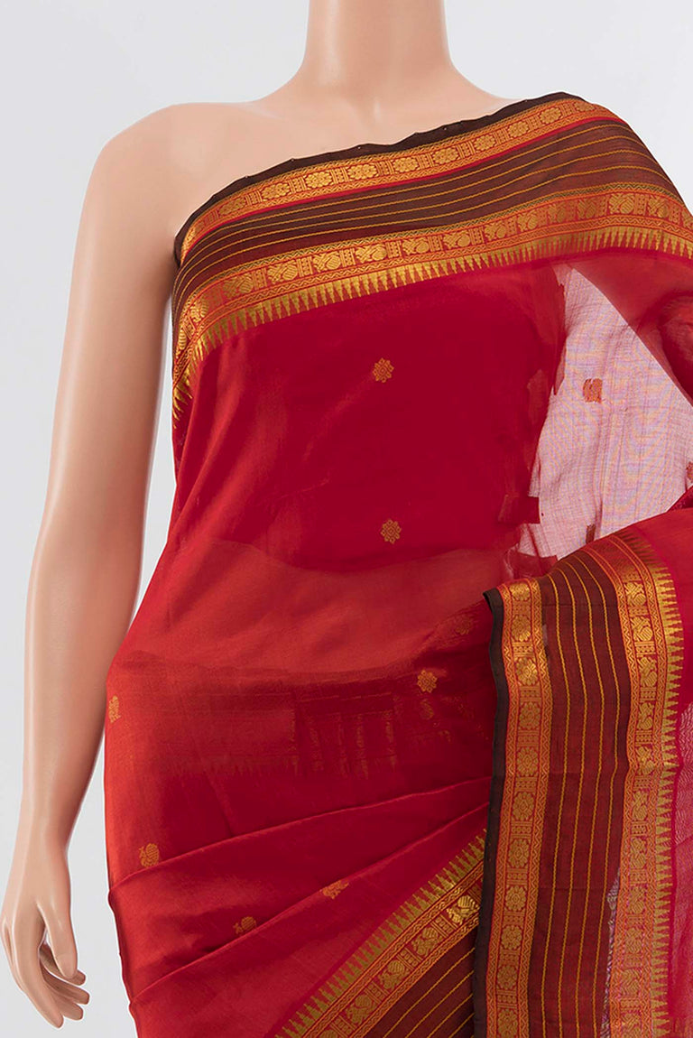 Rust Silk Cotton Saree – Nalli Silk Sarees Pvt Ltd