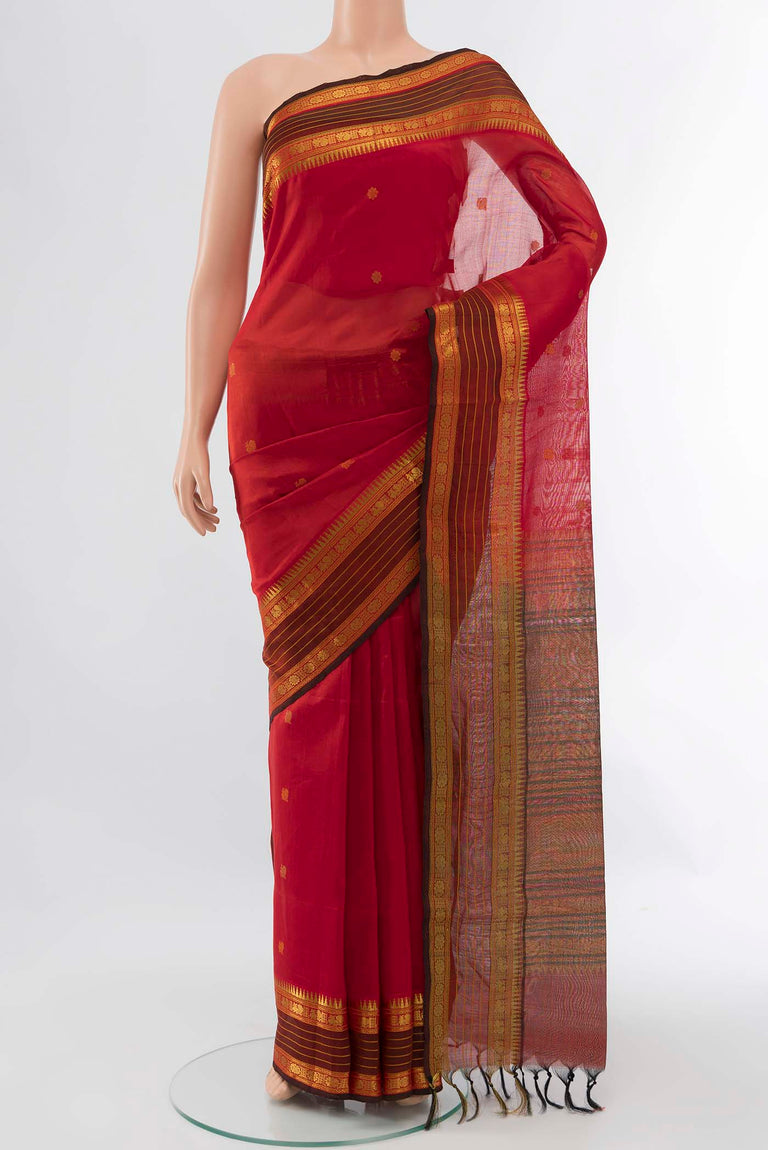 Rust Silk Cotton Saree – Nalli Silk Sarees Pvt Ltd