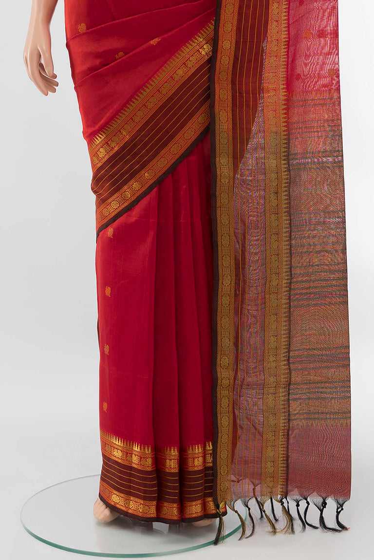 Rust Silk Cotton Saree – Nalli Silk Sarees Pvt Ltd