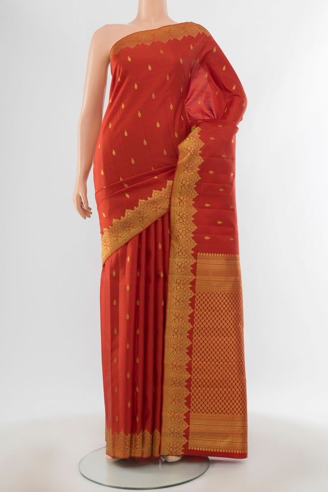 Buy Brick Orange Kanjivaram Silk Saree Online – Nalli Silk Sarees Pvt Ltd