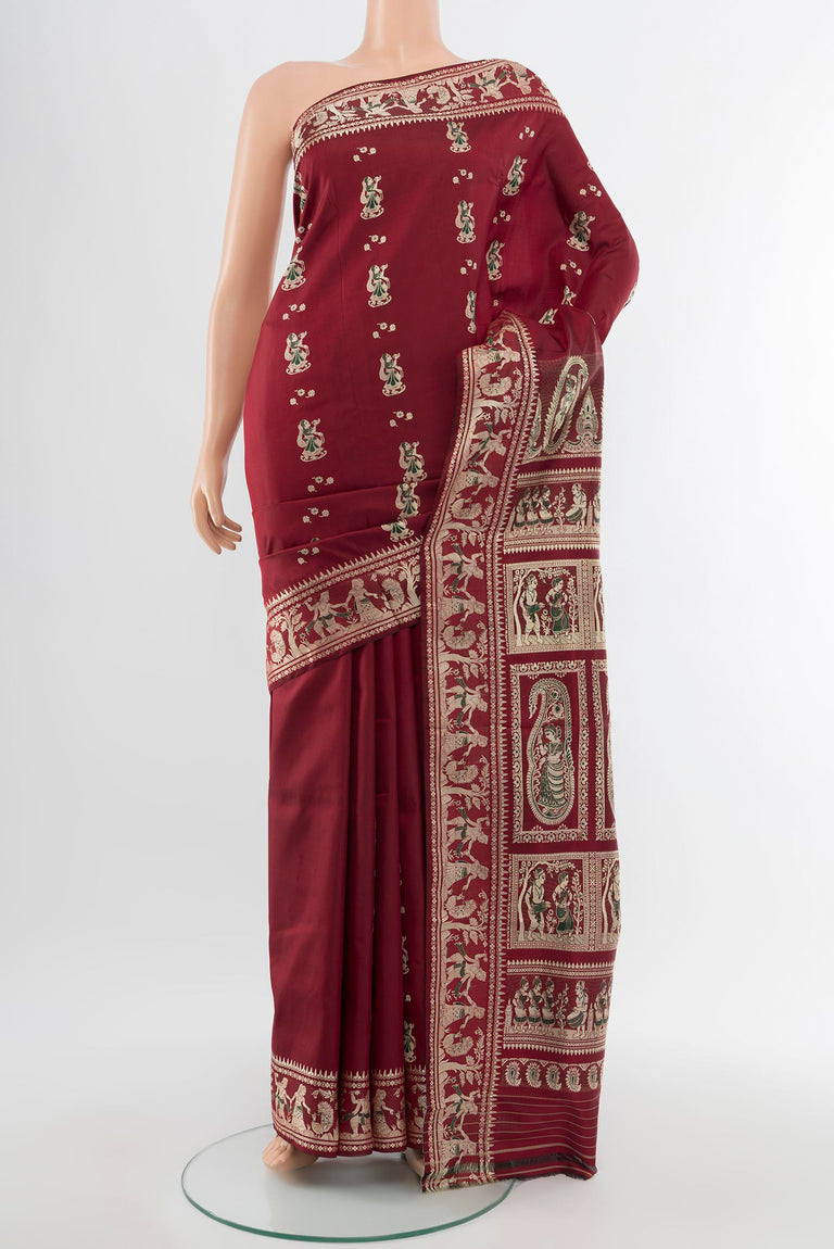 Buy Maroon Baluchari Silk Saree Online – Nalli Silk Sarees Pvt Ltd