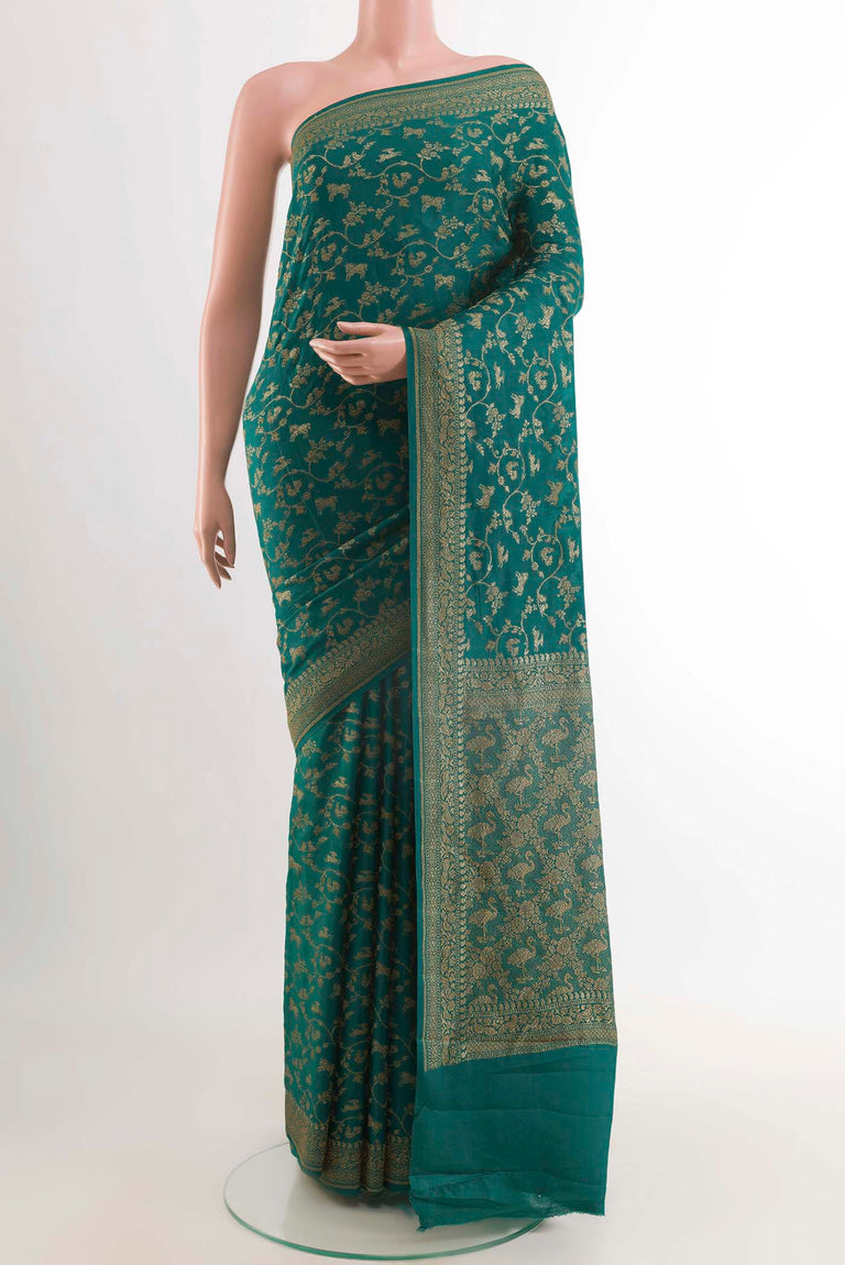 Sea Green Crepe Saree – Nalli Silk Sarees Pvt Ltd
