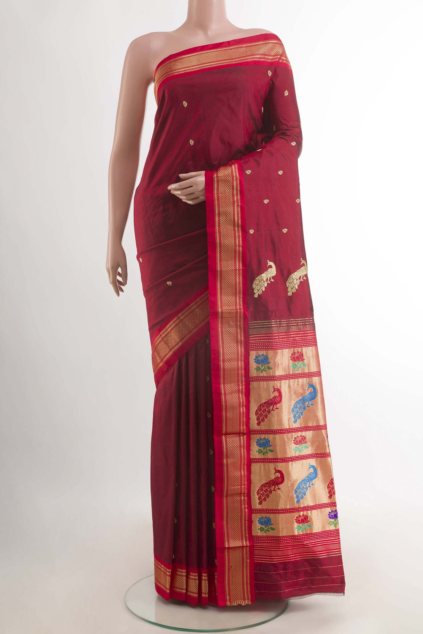 Maroon Paithani Silk Saree – Nalli Silk Sarees Pvt Ltd