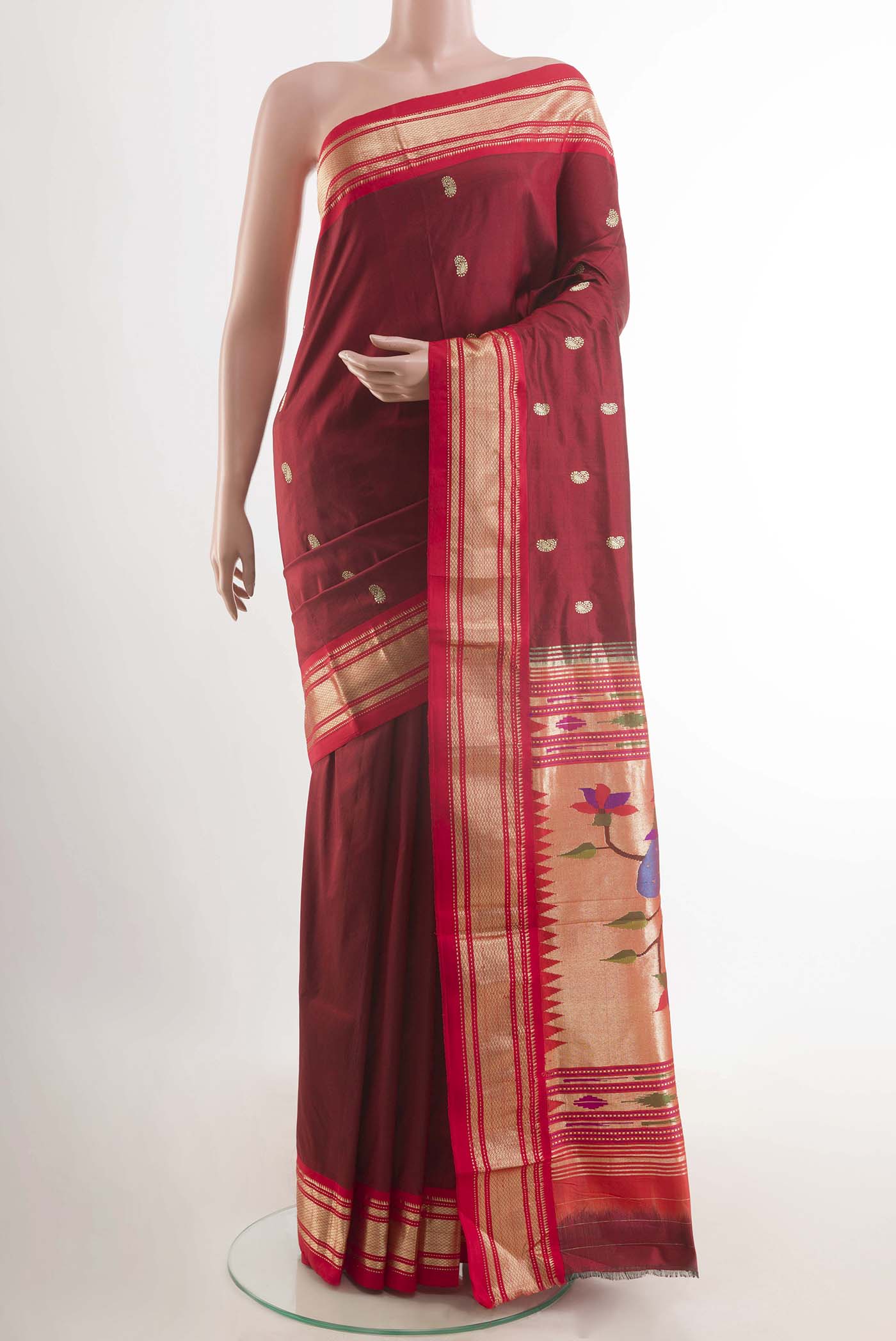 Maroon Paithani Silk Saree – Nalli Silk Sarees Pvt Ltd
