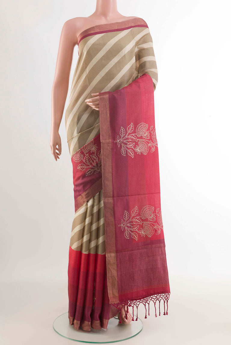 Cream Tussar Saree – Nalli Silk Sarees Pvt Ltd