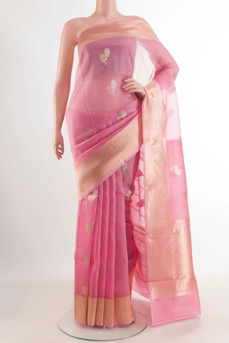 Pink Banarasi Kora Silk Saree – Nalli Silk Sarees Pvt Ltd