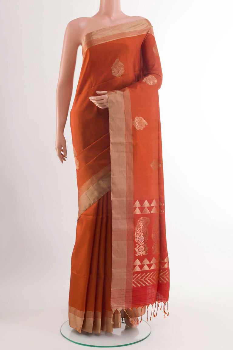 Brick Orange Soft Silk Saree – Nalli Silk Sarees Pvt Ltd