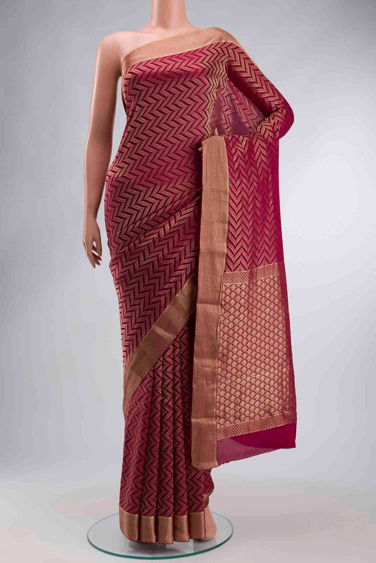 Magenta Mysore Crepe Saree – Nalli Silk Sarees Pvt Ltd