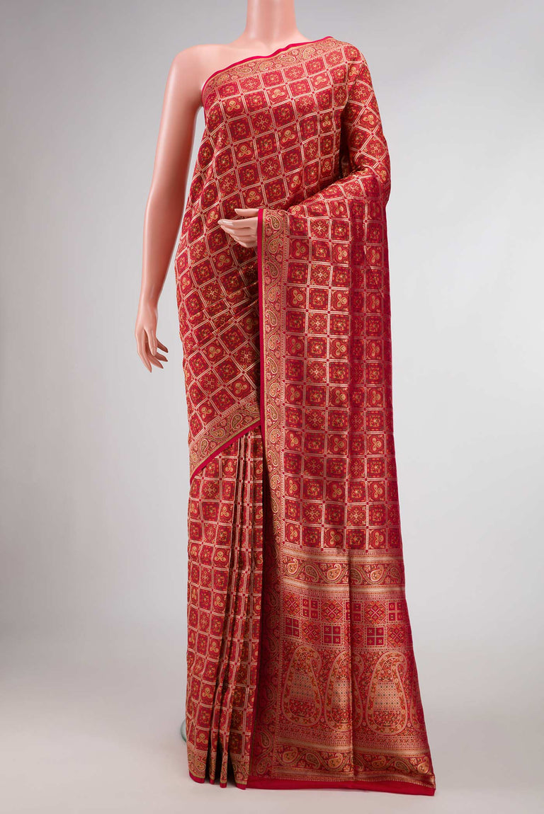 Red Dual Tone Banarasi Silk Saree – Nalli Silk Sarees Pvt Ltd