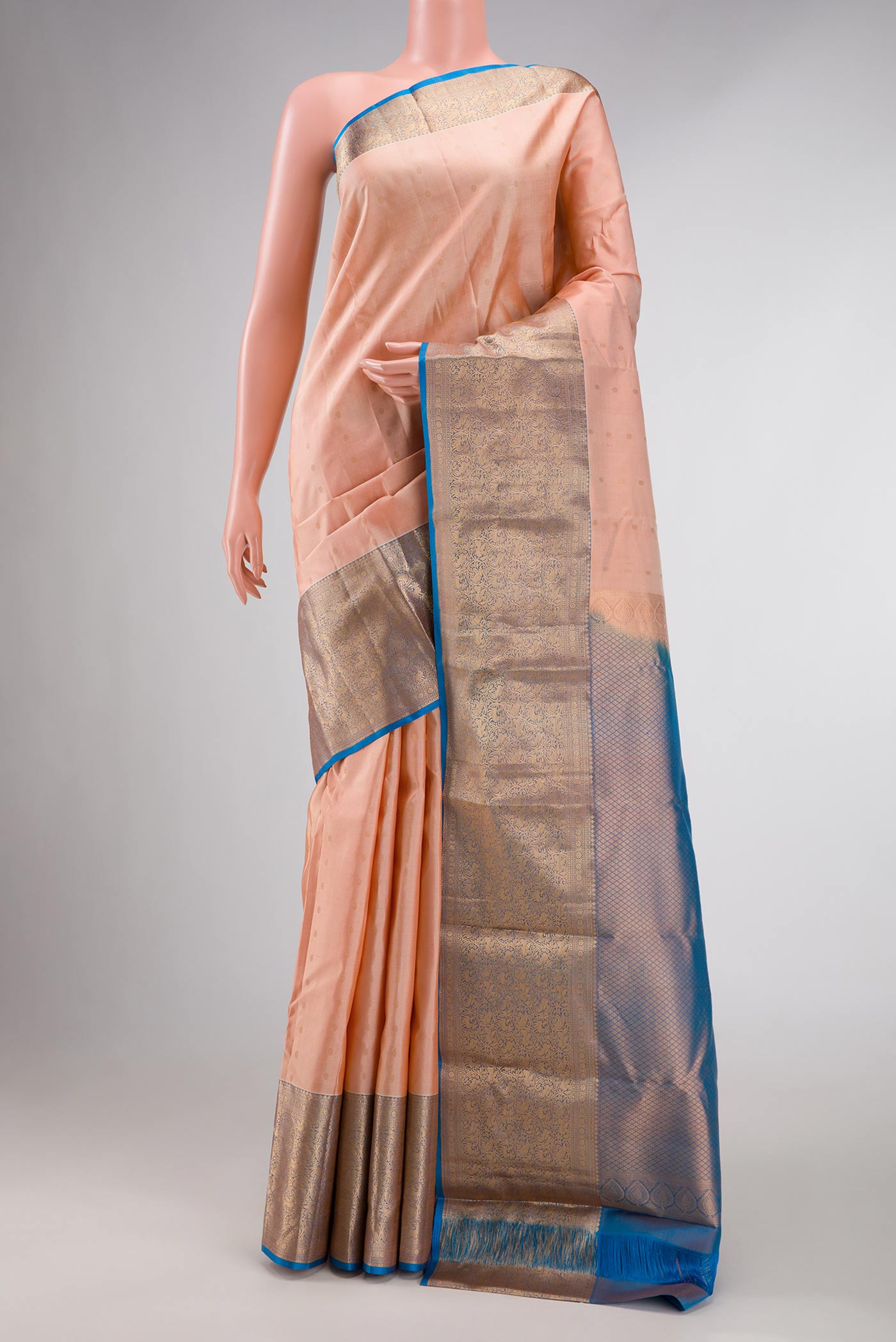 Peach Dual Tone Kanchipuram Silk Saree – Nalli Silk Sarees Pvt Ltd