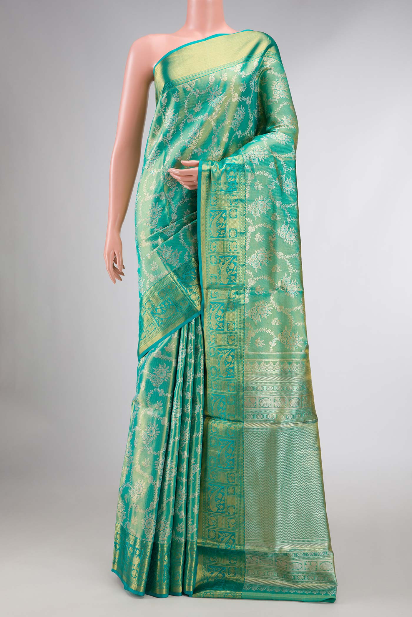 Green Dual Tone Kanjivaram Tissue Silk Saree – Nalli Silk Sarees Pvt Ltd