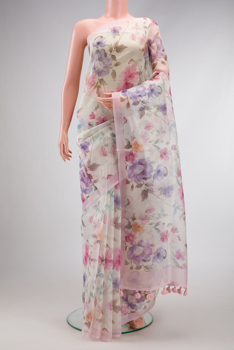 Buy Off White Organza Silk Saree Online – Nalli Silk Sarees Pvt Ltd