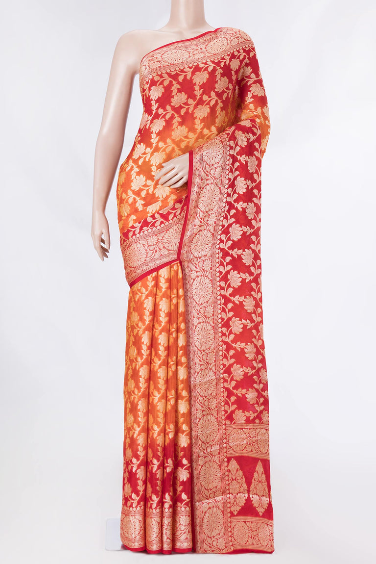 Orange Dual Tone Georgette Saree – Nalli Silk Sarees Pvt Ltd