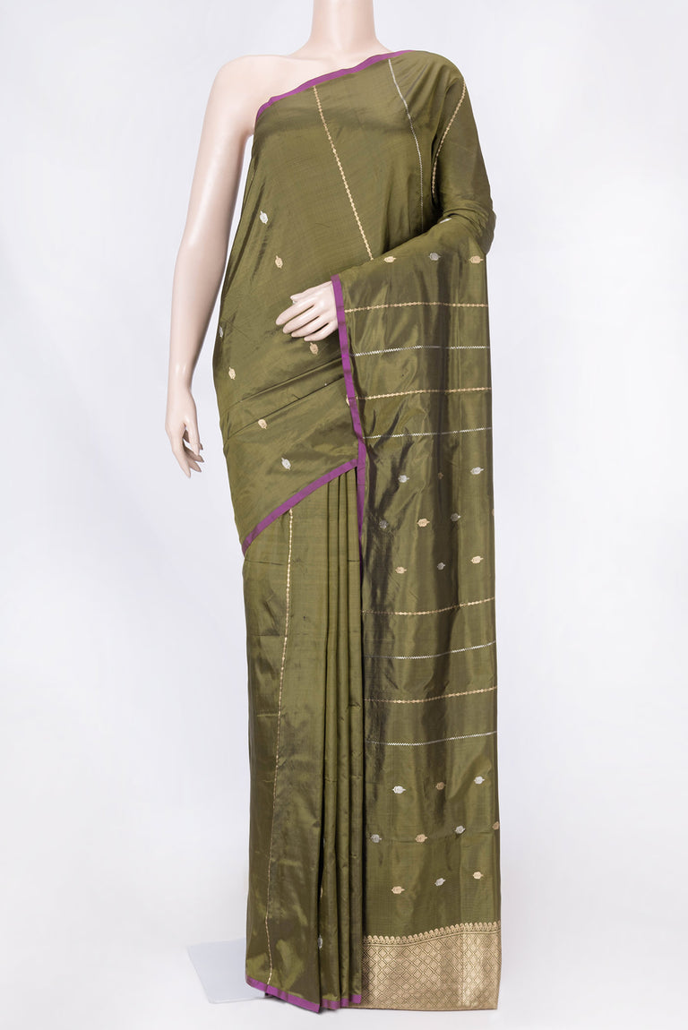 Buy Mehandi Green Dual Tone Banarasi Saree Online – Nalli Silk Sarees ...