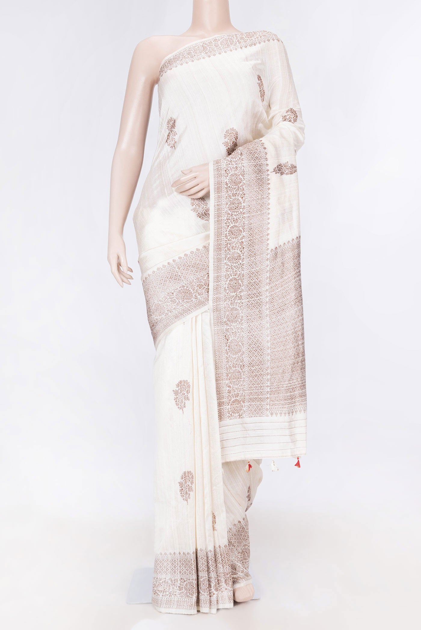 Off White Dual Tone Raw Silk Saree – Nalli Silk Sarees Pvt Ltd