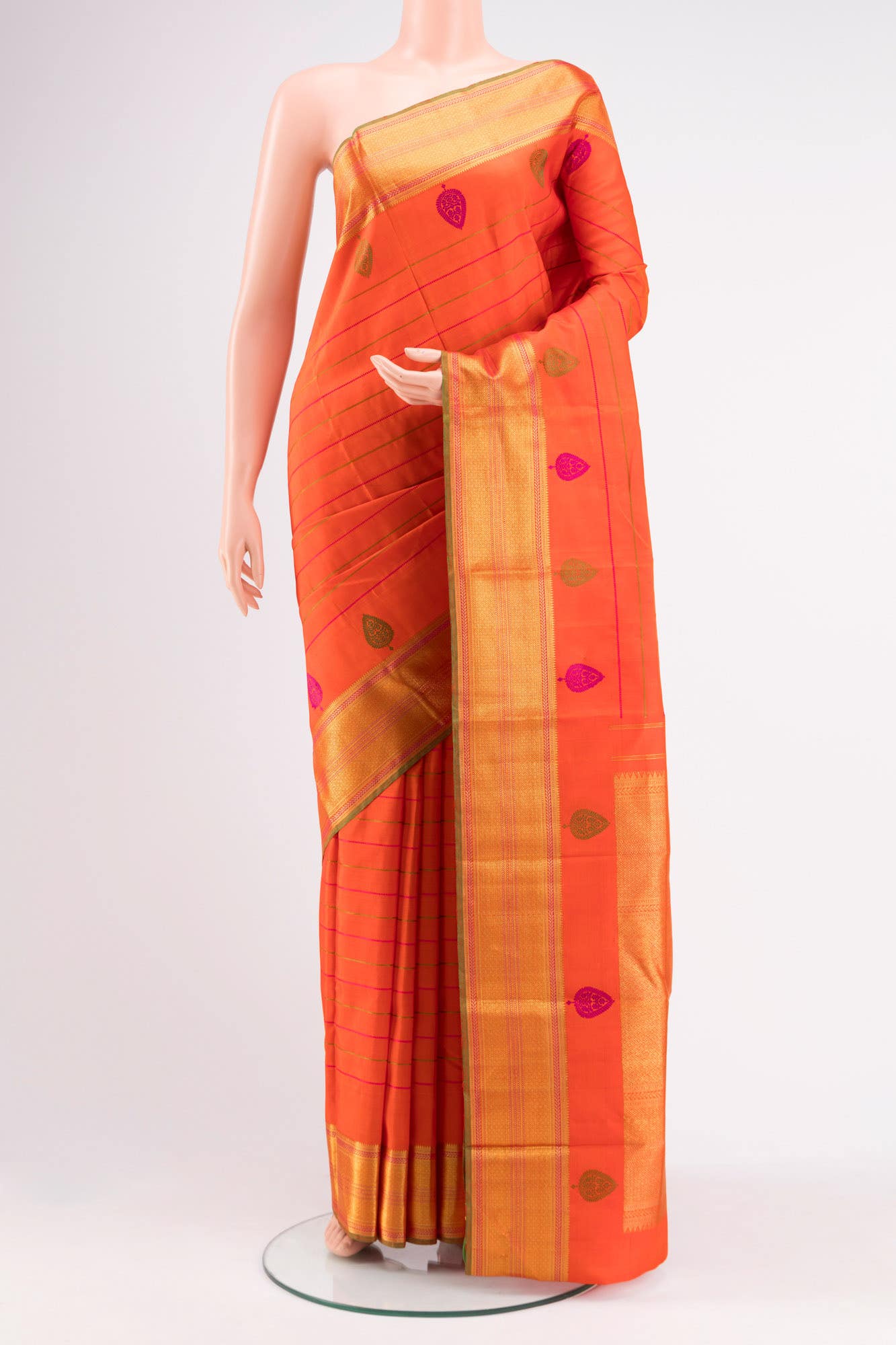 Saffron Kanchipuram Silk Saree – Nalli Silk Sarees Pvt Ltd