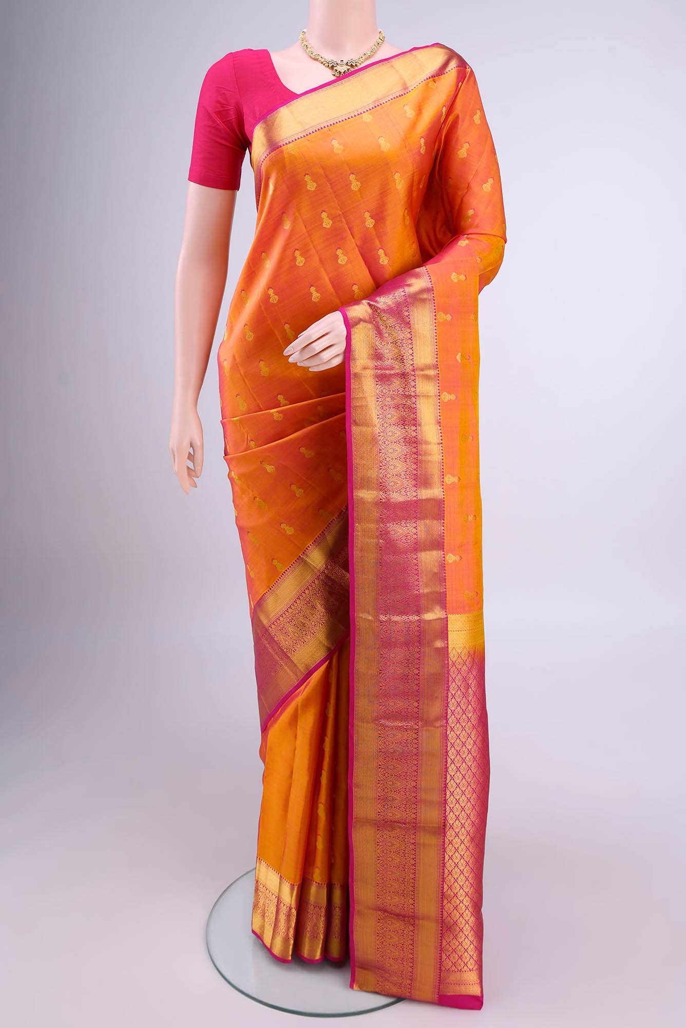 Pinkish Yellow Dual Tone Nangavalli Silk [ Salem ] Saree – Nalli Silk ...