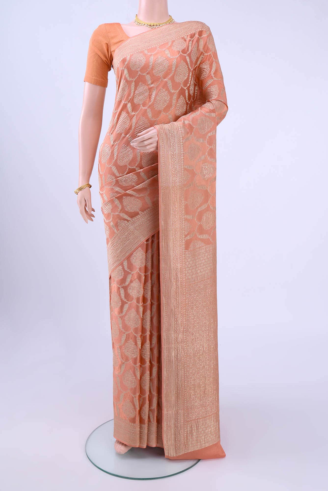Rose pink Mysore Crepe Saree – Nalli Silk Sarees Pvt Ltd
