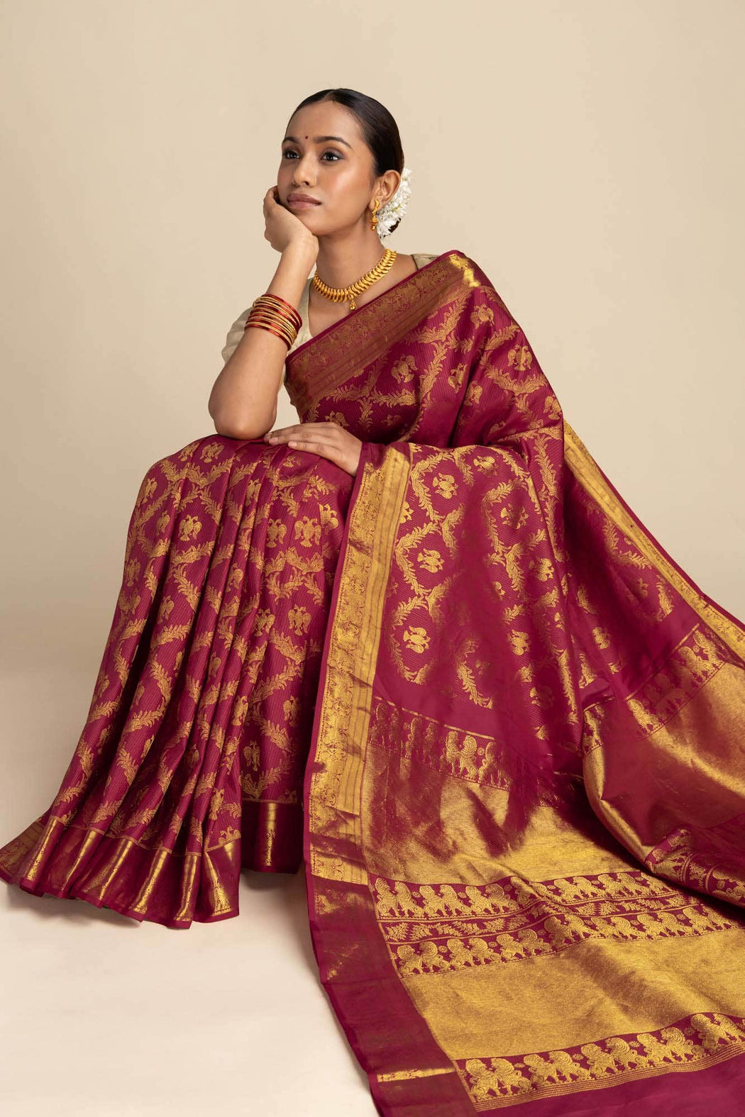 Buy Maroon Saree Online - Elegant & Traditional Styles at Nalli – Nalli ...