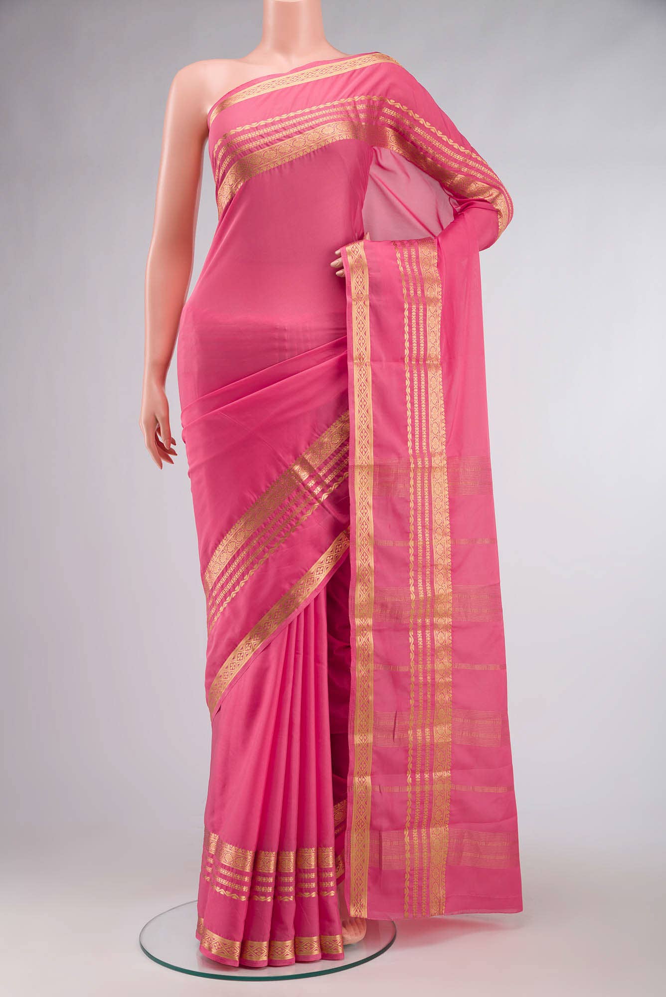 Coral Crepe Saree With Zari Border – Nalli Silk Sarees Pvt Ltd